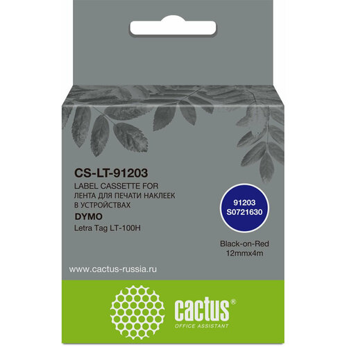 Картридж ленточный Cactus CS-LT-91203 91203 черныйкрасный для Dymo Letra Tag LT-100H