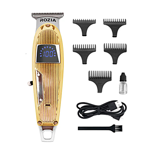 Машинка для стрижки волос Rozia, Профессиональный триммер для стрижки волос, для бороды, усов, Золотистый