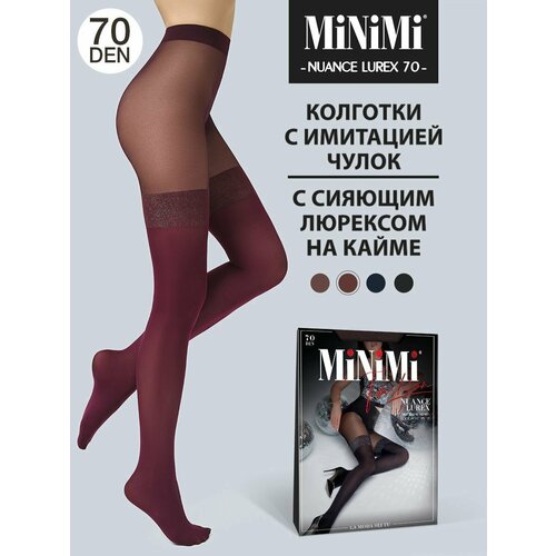 Колготки  MiNiMi Nuance Lurex, 70 den, размер 3, золотой, бордовый