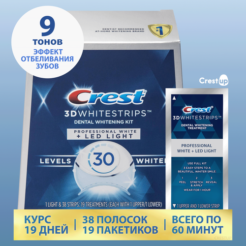 Курс 19 дней | Отбеливающие полоски для зубов – Crest Whitestrips Professional White Light