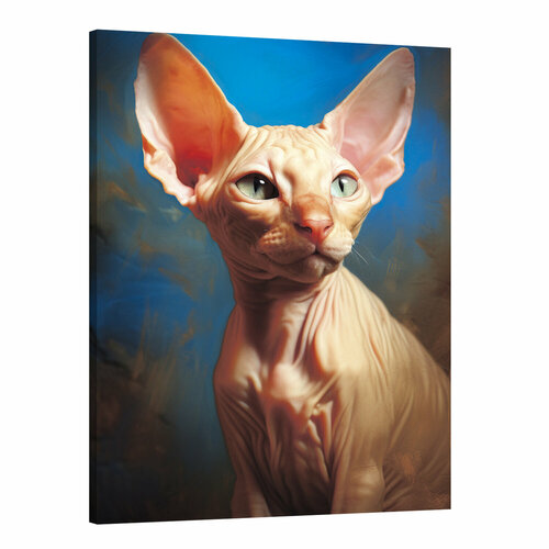 Интерьерная картина 50х70 "Кошка сфинкс: таинственное очарование"