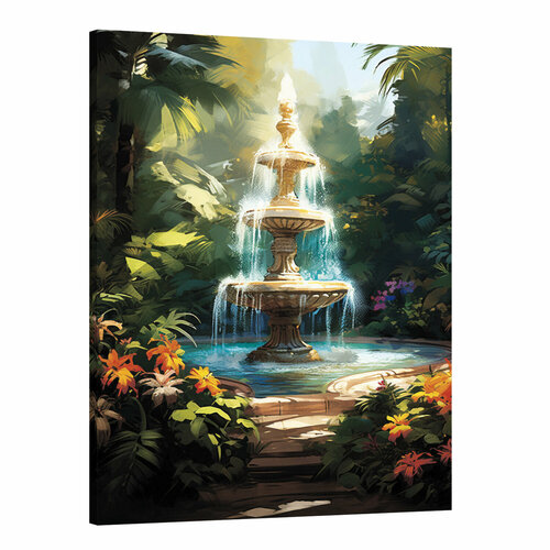 Интерьерная картина 50х70 "Летний фонтан"