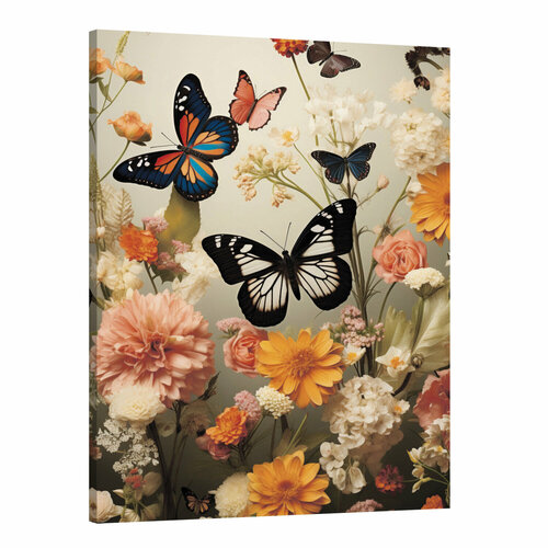 Интерьерная картина 50х70 "Коллекция бабочек"