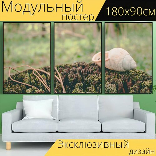 Модульный постер "Лес, древесина, природа" 180 x 90 см. для интерьера