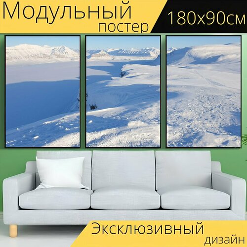 Модульный постер "Свальбард, арктика, норвегия" 180 x 90 см. для интерьера