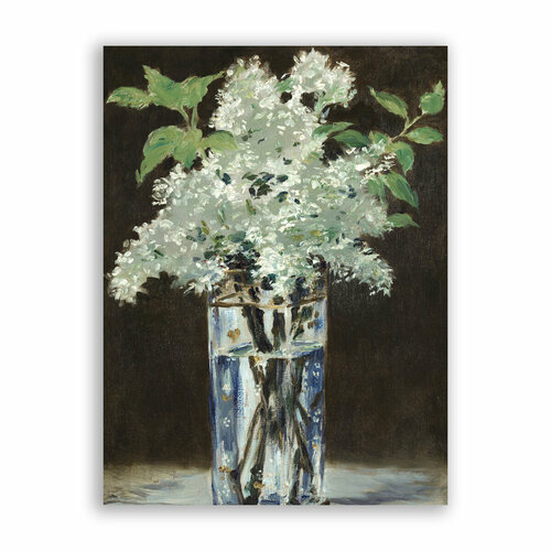 Картина на холсте, репродукция / Эдуард Мане - White Lilacs in a Crystal Vase / Размер 40 x 53 см
