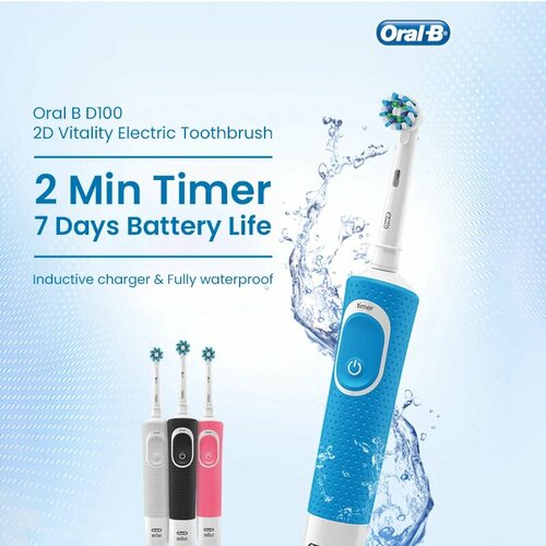 Электрическая зубная щетка Oral-B Vitality D100, голубой, CN