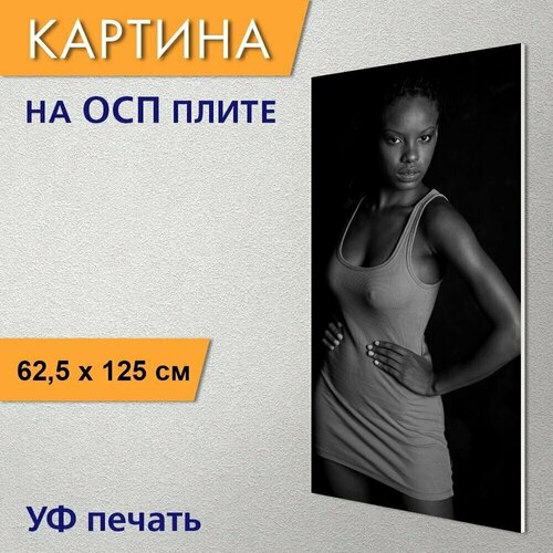 Вертикальная картина на ОСП "Женщина, модель, молодая модель" 62x125 см. для интерьериа