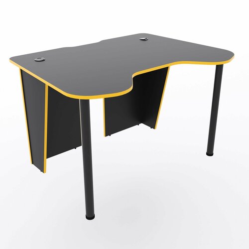 Игровой компьютерный стол "Старк" с полкой для монитора и тумбой, 140x90x75 см, чёрный с оранжевой кромкой
