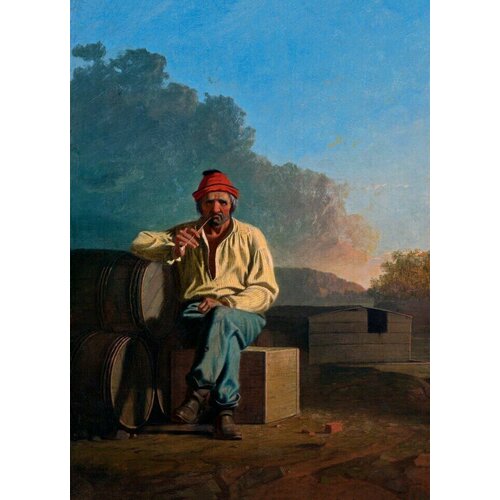 Плакат, постер на холсте Mississippi Boatman-George Bingham/Лодочник Миссисипи-Джордж Бингхэм. Размер 21 на 30 см