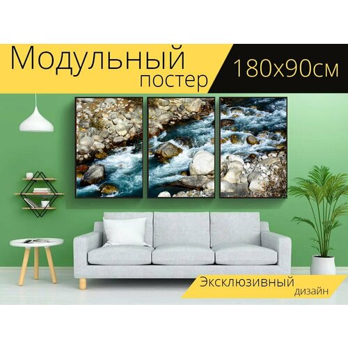 Модульный постер "Река бис, река, бис" 180 x 90 см. для интерьера