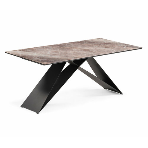 Стеклянный стол Woodville Ноттингем 180х90х74 карелия / черный