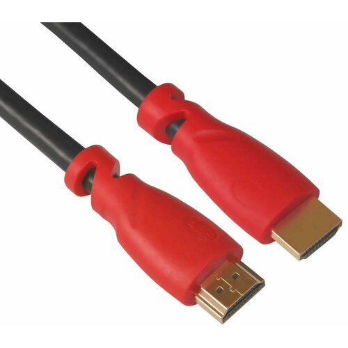 GCR Кабель 2.0m HDMI версия 1.4, черный, красные коннекторы, OD7.3mm, 30/30 AWG, позолоченные контакты, Ethernet 10.2 Гбит/с, 3D, 4K GCR-HM350-2.0m, э