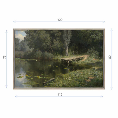 Картина Василия Поленова Заросший пруд 1879 (Третьяковская галерея) Матовый холст в раме 80х120 см