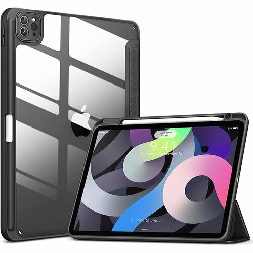 Ультра-тонкий чехол-обложка MyPads для Apple iPad Pro 12.9 2022 M2 (MNXQ3 /P3) с дизайном Smart Case черный кожаный с функцией смарт включения-выкл.