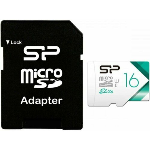 Карта памяти 16Gb MicroSD Silicon Power Elite + SD адаптер (SP016GBSTHBU1V21SP)