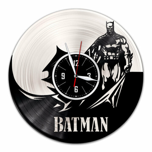 Бетмен - настенные часы из виниловой пластинки (с серебряной подложкой)