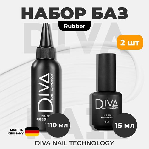 База для гель-лака Diva Nail Technology основа для ногтей прозрачная 2 шт 15 мл и 110 мл