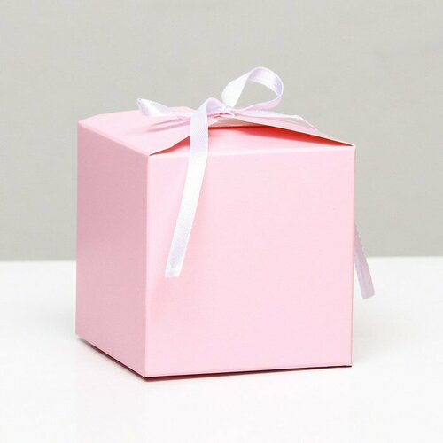 Коробка складная, квадратная, розовая, 8 х 8 х 8 см,