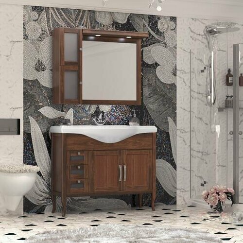 Мебель для ванной Opadiris Мираж 100 светлый орех (тумба с раковиной + зеркало)