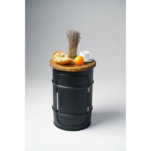 Тумба прикроватная Starbarrel pro mini black wood бочка - шкаф с дверью