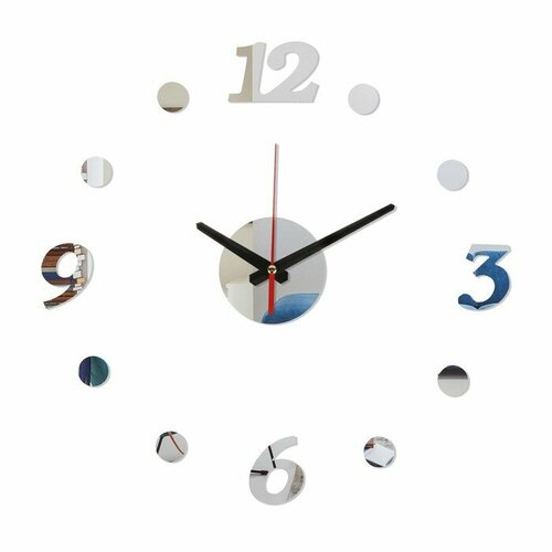 Часы-наклейка, серия: DIY, плавный ход, d-40 см, серебро