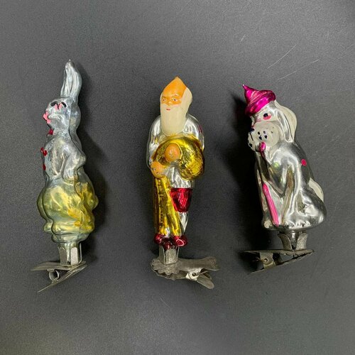 Комплект из 3 елочных игрушек в виде сказочных персонажей "Старик" ("Сказка о золотой рыбке")