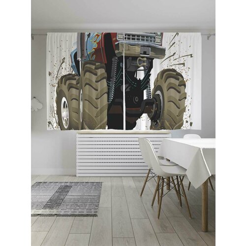 Классические шторы JoyArty "Огненный вездеход", серия Oxford DeLux, 2 полотна 145x180 см