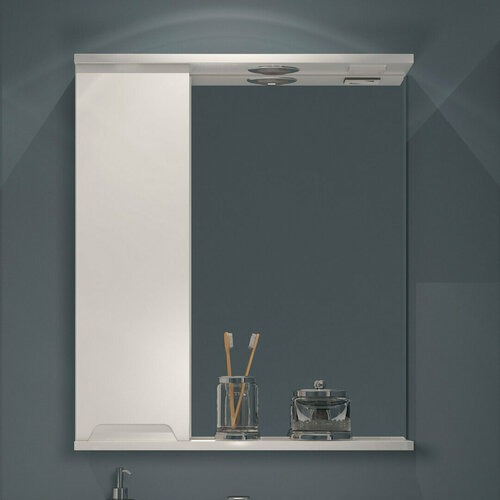 Зеркало с подсветкой в ванную со шкафом EvaGold Paola 60 белое