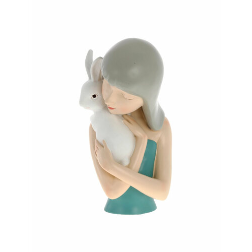 Фигурка декоративная "Девочка с кроликом", 14х13х25 см
