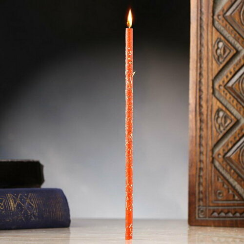 Свеча магическая восковая "Привлечение удачи", с клевером, 16х0.6 см, красный