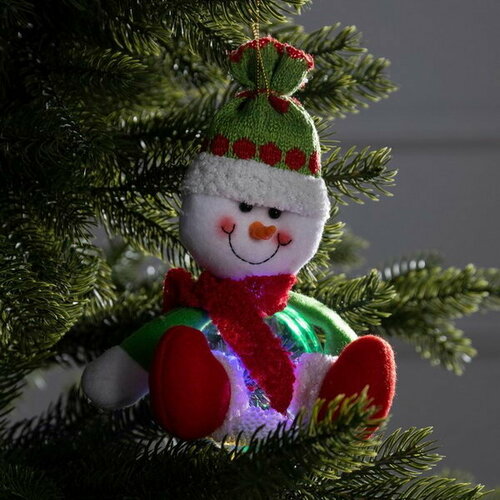 Ёлочная игрушка "Снеговичок", от батареек, свечение мульти