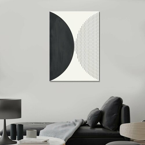 Картина на холсте для интерьера - "Чёрно-белые круги 60х80"