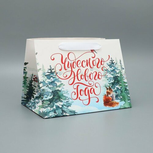 Дарите Счастье Пакет подарочный с широким дном «Новогодние чудеса», 25 × 19 × 18 см