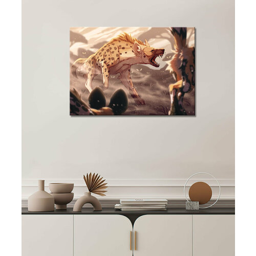 Картина - гиена, гиена арт, гиена рисунок, дикая гиена, гиена в природе (10) 60х80