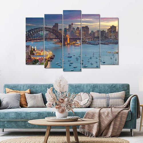 Модульная картина/Модульная картина на холсте/Модульная картина в подарок/ Городской пейзаж/ Сидней/Urban Landscape/ Sydney 125х85