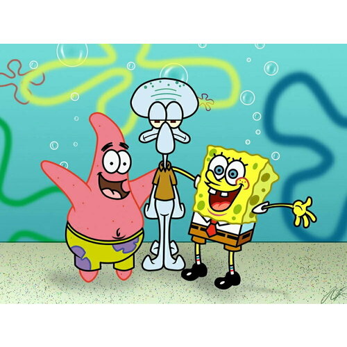 Плакат, постер на бумаге SpongeBob/Губка Боб/комиксы/мультфильмы. Размер 42 х 60 см