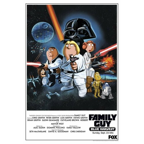 Плакат, постер на бумаге Гриффины (Family Guy, 1999 ). Размер 21 х 30 см
