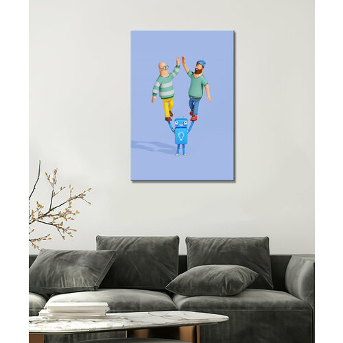 Картина/Картина на холсте для интерьера/Картина на стену/Картина для кухни/ - 3D иллюстрация людей (28) 50х70