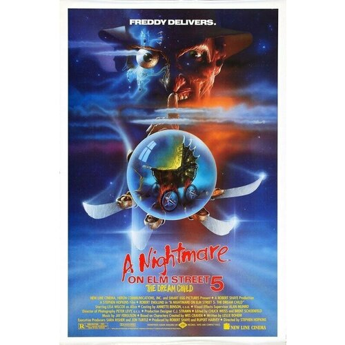 Плакат, постер на холсте Кошмар на улице Вязов 5: Дитя сна (A Nightmare on Elm Street The Dream Child), Стивен Хопкинс. Размер 30 х 42 см
