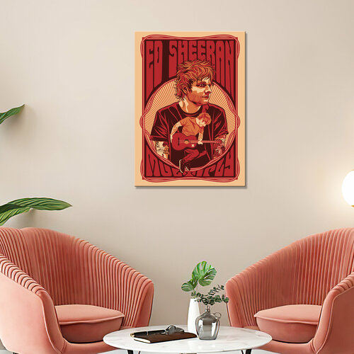 Картина/Картина на холсте для интерьера/Картина на стену/Картина для кухни/ - Ed Sheeran бордовый плакат 40х60