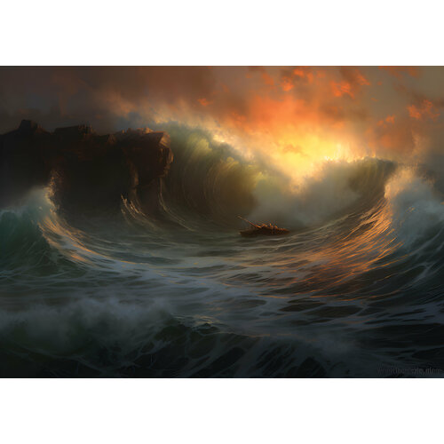 Постер - "Бушующие морские волны"на фотобумаге / А3 / в тубусе без рамы