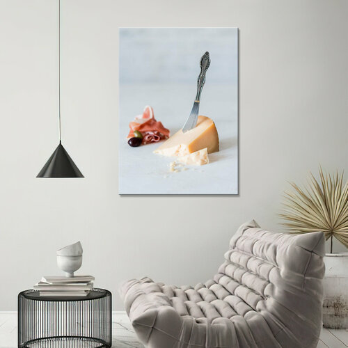 Картина/Картина на холсте для интерьера/Картина на стену/Картина для кухни/ - Нож в сыре 30х40