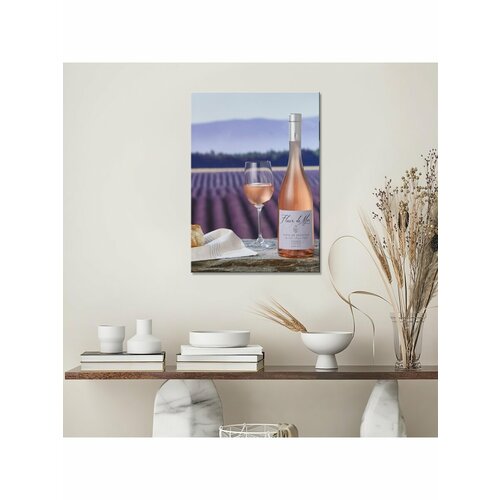 Картина на холсте с подрамником Розовое игристое вино 40х60