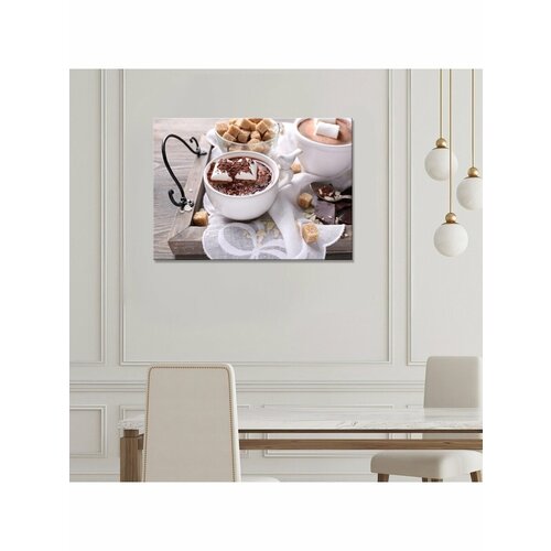 Картина на холсте с подрамником Горячий шоколад с зефиром 20х30