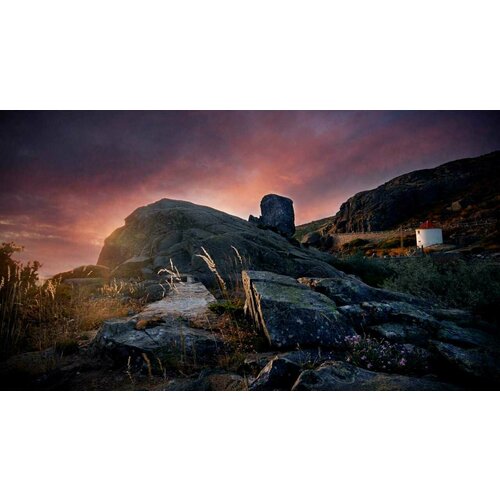 Картина на холсте 60x110 Альянс Лес "Вечер в горах" на подрамнике / интерьер/ декор