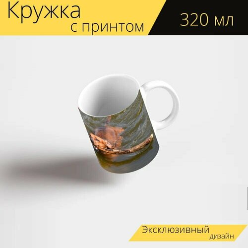 Кружка с рисунком, принтом "Такса, собака, вода" 320 мл.