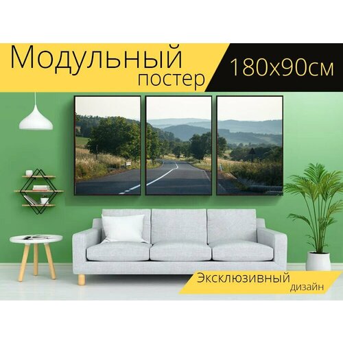 Модульный постер "Дорога, летом, трансильвания" 180 x 90 см. для интерьера