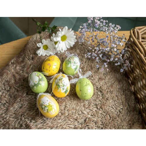 Декоративные яйца кроличья лужайка, 6 см (упаковка 6 шт.), Kaemingk