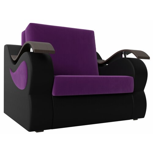 Кресло-кровать Лига Диванов Меркурий 60 Фиолетовый (микровельвет)/Черный (экокожа)